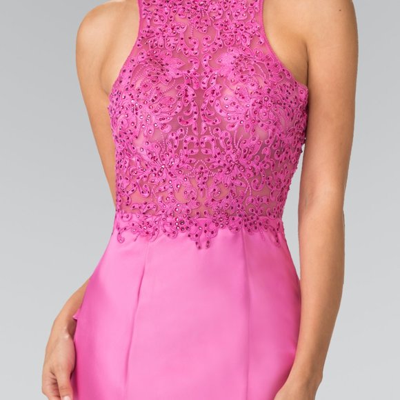 GLS Collective | Dresses | Magenta New Prom Party Halter Neck Lace ...